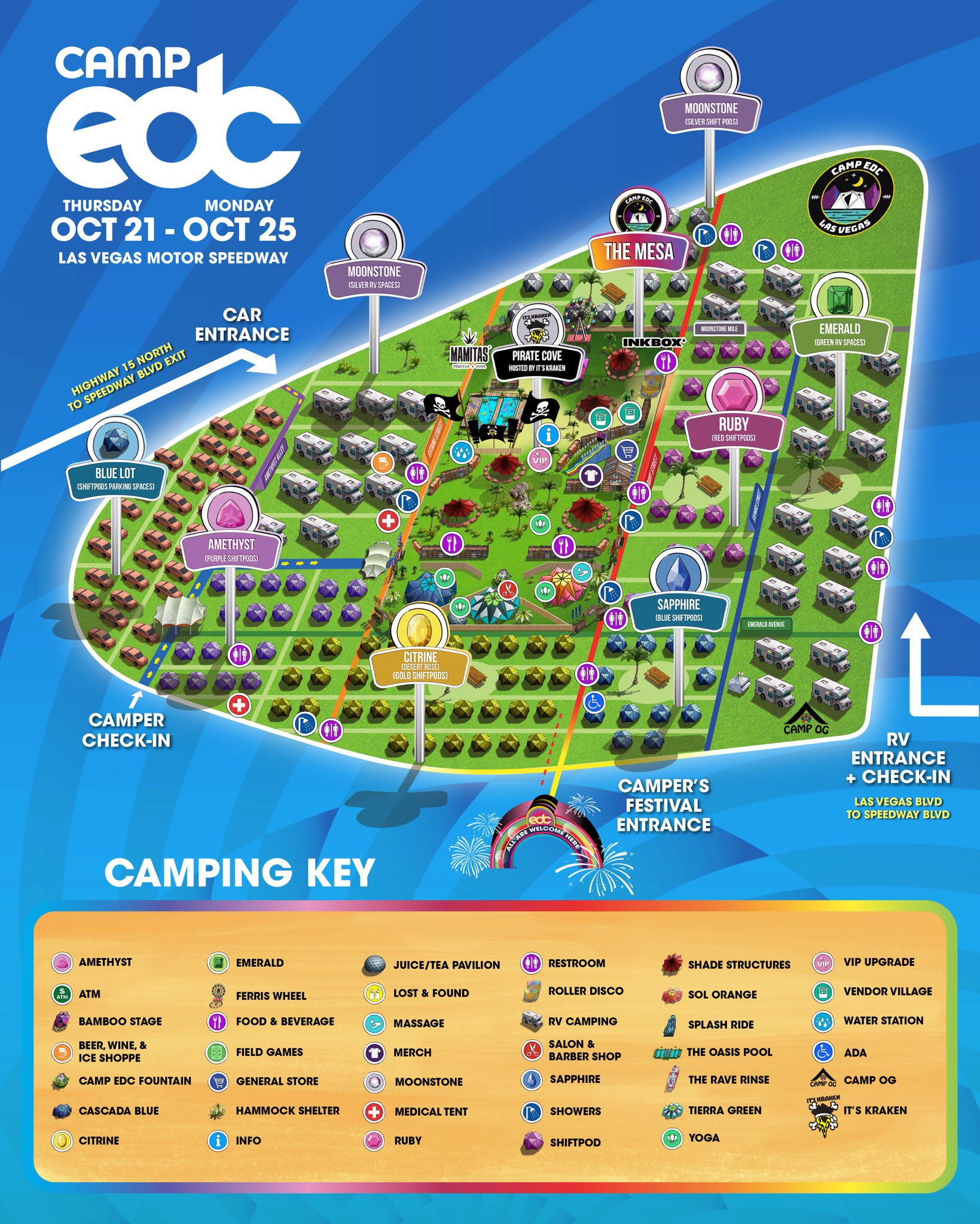 Get familiar with EDC’s layout with 2021 festival and camping maps ...